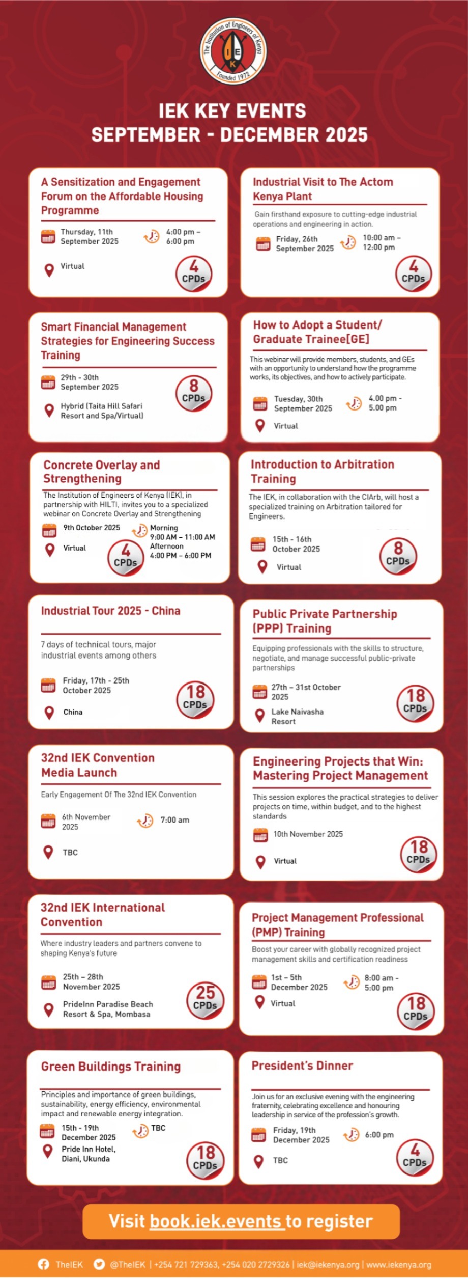 Upcoming IEK Key Events: September – December 2025 | The Institution of Engineers of Kenya (IEK)